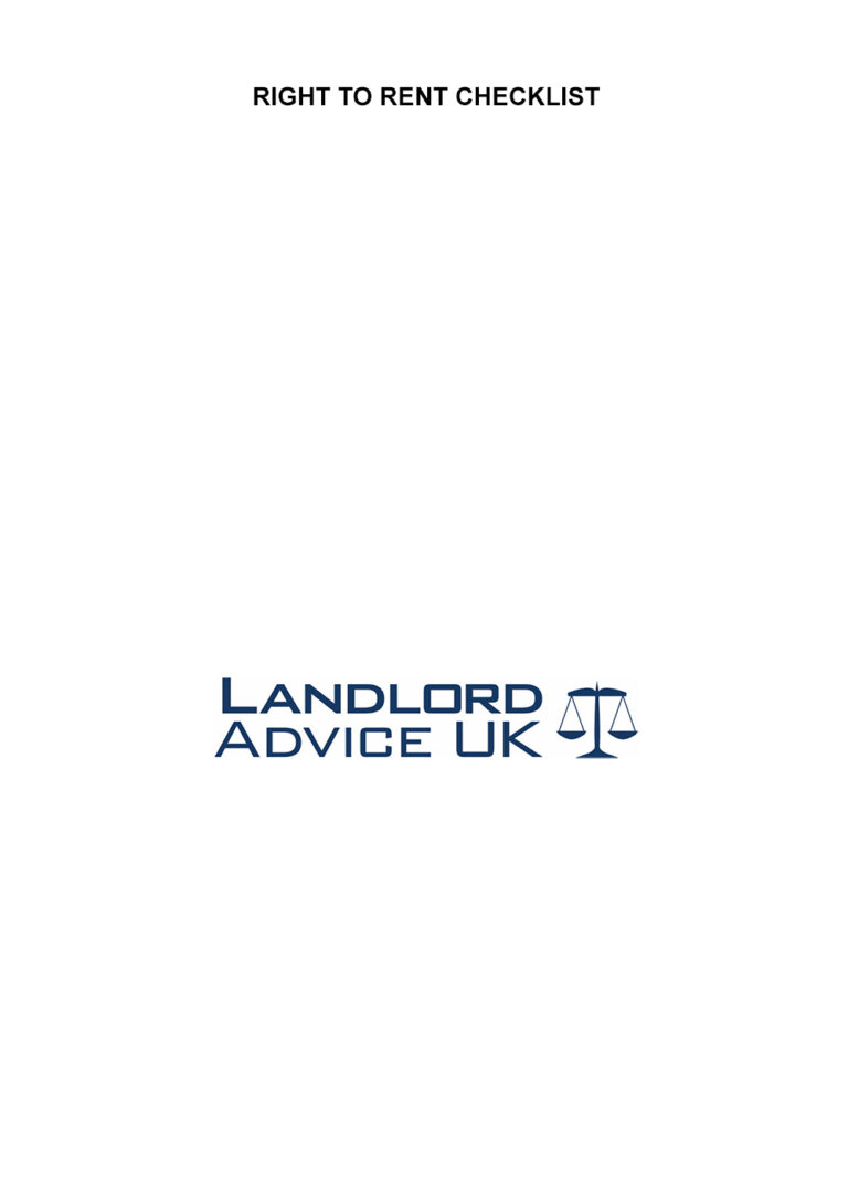 Right To Rent Record / Checklist For Landlord